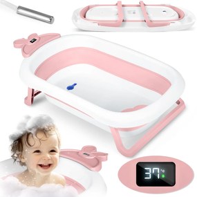 Ricokids Dětská vanička s teploměrem RK-282 bílá a růžová