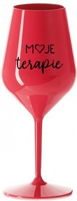 MOJE TERAPIE - červená nerozbitná sklenice na víno 470 ml