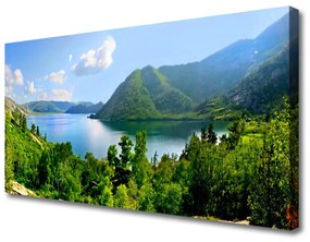 Obraz na plátně Les Jezero Hory Krajina 125x50 cm