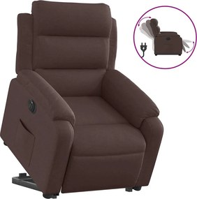 Elektrické zvedací polohovací křeslo tmavě hnědé textil 3205009
