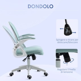 Ergonomická kancelářská židle Vinsetto s síťovaným opěradlem a polstrovaným sedákem, výškově nastavitelná, 65,5x61,5x88-97,5cm, modrá