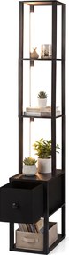 Costway Stojací lampa s nastavitelným jasem, moderní stojací lampa s odkládacím