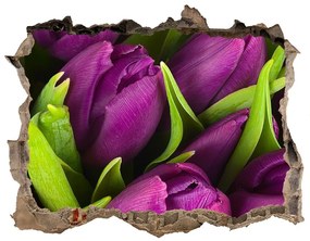 Wallmuralia Samolepící díra nálepka Fialové tulipány 95x64 cm