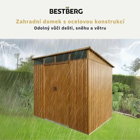 Zahradní domek BestBerg ZDSL-4D / 4,6 m² / 238 x 194 x 202 cm / dekor dřevo/hnědá