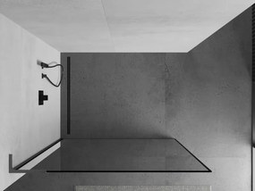 Mexen Kioto L, sprchová zástěna Walk-In 100 x 200 cm, 8mm čiré sklo černý vzor, ​​grafitový profil, 800-100-103-95-70