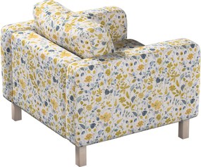 Potah na křeslo IKEA Karlstad, krátký barva žlutá látka pletený vzor, vzorované
