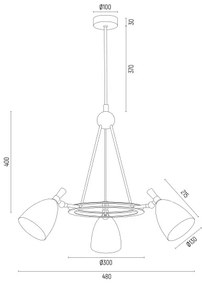 Argon 6149 - Lustr na tyči CHARLOTTE 3xE27/15W/230V černá/zlatá
