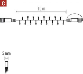 Emos D1AM03 Connect / Světelný řetěz / 100 LED / 10 m / multicolor / I