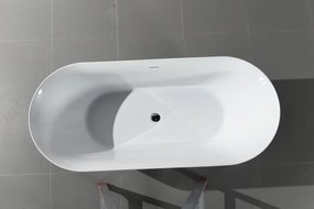 Erga Kaia, volně stojící vana 150x73 cm + odtoková zátka, bílá lesklá, ERG-Kaia-150073-WH-WH