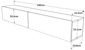 KALUNE DESIGN dřevěný TV stolek FRAM šedý 29,6x180 cm 956LCS1612