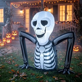 Outsunny Nafukovací Halloween kostlivec, vylézající ze země, s LED světly, strašidelná dekorace pro vnitřní i venkovní použití