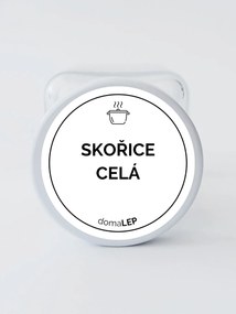 Samolepka na kořenky SKOŘICE CELÁ bílá 5 cm tučné písmo