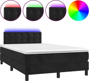 Box spring postel s matrací a LED černá 120 x 190 cm samet 3270179