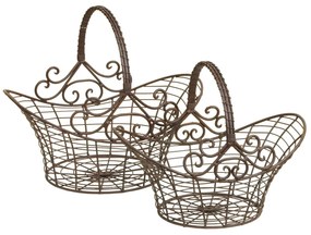 Hnědé dekorační kovové koše - set 2 ks - 41*31*35 / 36*24*28 cm