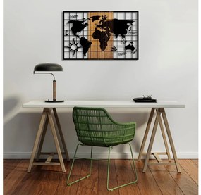 Asir Nástěnná dekorace 90x58 cm mapa dřevo/kov AS1716