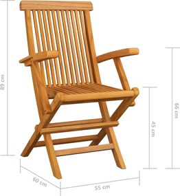 vidaXL Zahradní židle s poduškami 6 ks masivní teak [3062547] Barva: Zelená