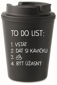 TO DO LIST:  BÝT ÚŽASNÝ - černý termohrnek 300 ml