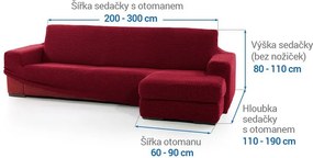 Super strečové potahy NIAGARA bordó sedačka s otomanem vpravo (š. 200 - 300 cm)