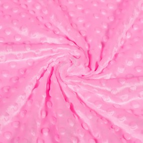 Dětská látka Minky 3D puntíky MKP-012 Sytě růžová - šířka 150 cm
