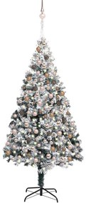 Umělý vánoční stromek LED a sada koulí zasněžený zelený 300 cm,  3077842 HangarStore.cz