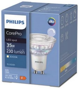 LED žárovka GU10 Philips CorePro LEDspot 3W (35W) teplá bílá (3000K) stmívatelná, reflektor 36°