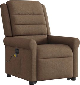 Elektrické zvedací masážní polohovací křeslo hnědé textil 3303348