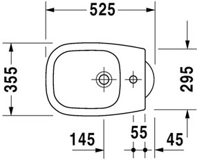 Duravit D-Code - Stojící bidet, 1 otvor pro armaturu propíchnutý, 355x525 mm, bílý 22371000002