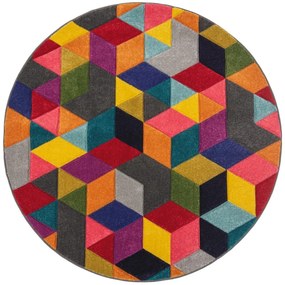 Flair Rugs, Kusový koberec Spectrum Dynamic Multi kruh, 160x160 (průměr) kruh, vícebarevná, ložnice
