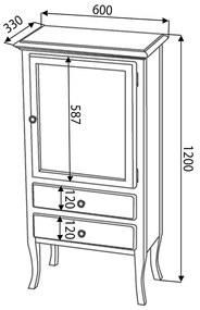 Sapho RETRO skříňka 60x120x38cm, buk, levá 1709