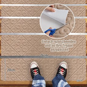 Costway 15 Koberce na schody Protiskluzové koberce na schody 76 cm x 20 – béžový