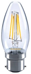 LED žárovka svíčka B22 4,5W 827 čirá