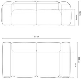 Pohovka v cihlové barvě 224 cm Bergano – Cosmopolitan Design