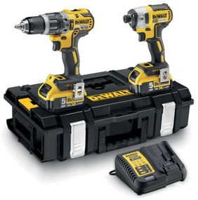 DeWALT Nářadí - 18V AKU sada příklepové vrtačky a rázového utahováku, 2x aku 5,0 Ah XR, nabíječka DCK266P2