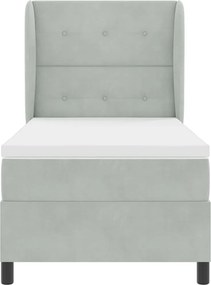 Postel s boxspringem s čelo Světle šedá 200 x 100 cm samet 3340916