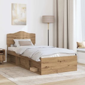 Rám postele Umělecký dub 75 x 190 cm Masivní borové dřevo 3412969