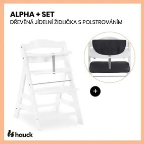 Hauck Alpha+ set 2v1 dřevěná židle, white + polstrování Melange charco
