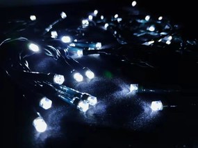 Vnitřní vánoční LED řetěz, studená bílá, 3,5m 35 LED, napájení na baterie