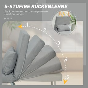 HOMCOM Rozkládací křeslo, čalouněné křeslo, přeměnitelné na postel pro hosty, ergonomické, světle šedé