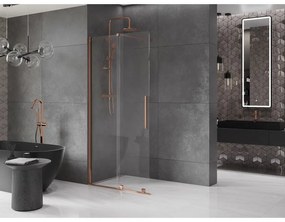 Mexen Velar, posuvné dveře do otvoru typ Walk-In 100 cm, 8mm čiré sklo, růžové zlato, 871-100-000-03-60