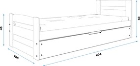 SMB Postel s úložným prostorem ERIK, 90x200 cm Dekor: Bílá