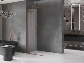 Mexen Velar L, posuvná sprchová zástěna Walk-in 100 x 200 cm, 8mm sklo námraza, růžové zlato, 871-100-003-33-60