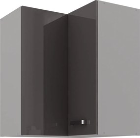 GREY gr | horní kuchyňská skříňka 60x60 GN-72 2F (90°) rohová s policemi | 60x60 cm | světle šedá/tmavě šedá lesk