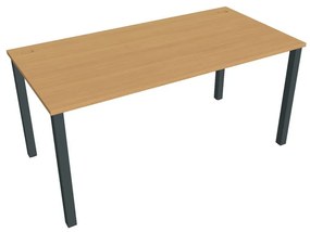 Stůl pracovní rovný 160 cm - Hobis Uni US 1600 Dekor stolové desky: buk, Barva nohou: černá