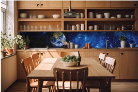 DIMEX | Fototapeta do kuchyně Zeměkoule KI-420-230 | 420 x 60 cm | modrá, zelená, bílá