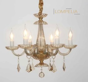 ACA DECOR Křišťálový lustr LOMPELIA max. 6x40W/E14/230V/IP20, zlatý