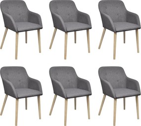 Jídelní židle 6 ks světle šedé textil a masivní dubové dřevo 270573