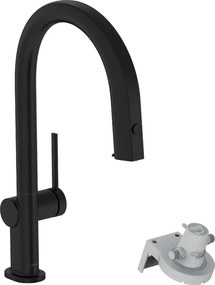 Hansgrohe Aqittura M91 - FilterSystem 210, vytahovací výtok, 1jet, sBox, černá matná 76826670