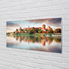 Obraz na skle Krakow hrad řeka 100x50 cm