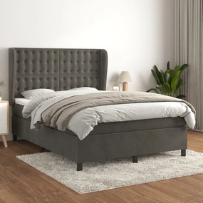Box spring postel s matrací tmavě šedá 140x200 cm samet 3129454