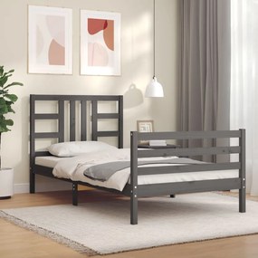 Rám postele s čelem šedý 100 x 200 cm masivní dřevo,  3193913 HangarStore.cz